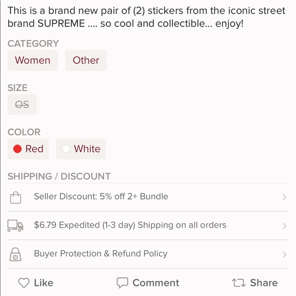 Supreme | Accessories | Supreme One Pair Of Iconic Red Supreme Stickers ...